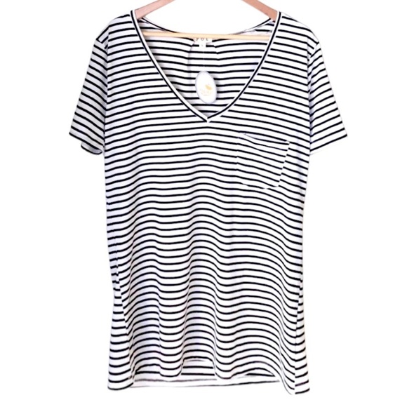 POL | Tops | Pol Black White Striped Deep Vcut Top Large | Poshmark